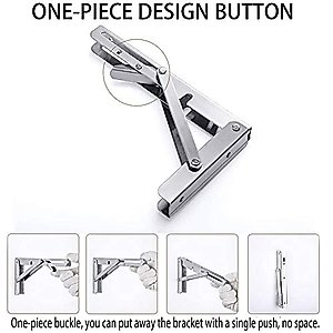 Folding Shelf Brackets - Heavy Duty Stainless Steel Collapsible Shelf Bracket for Bench Table, Space Saving DIY Bracket, Max Load: 550lb （Long：10” ，2 PCS）