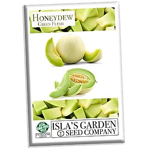 "Green Flesh" Honeydew Seeds for Planting, 50+ Heirloom Seeds Per Packet, (Isla's Garden Seeds), Non GMO Seeds, Botanical Name: Cucumis melo, Great Home Garden Gift