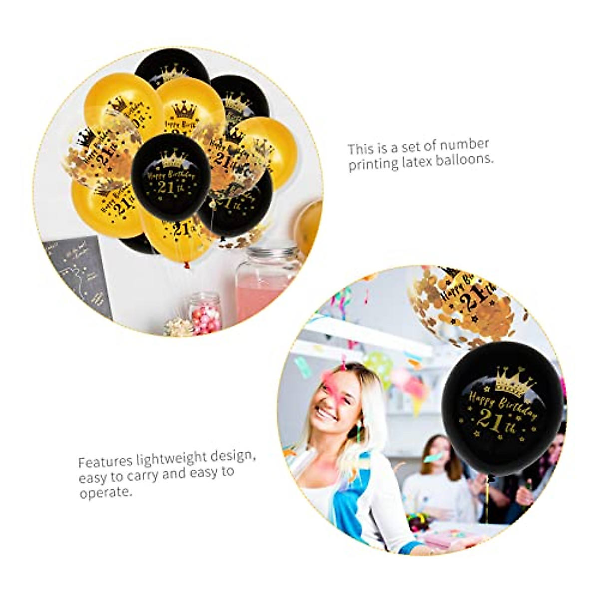 jojofuny 15pcs Birthday Balloons Gold Number Balloons Garland Decor Black Balloons Birthday Party Backdrop Latex Number Birthday Party Balloons Garland Decorative Balloons Set Wreath