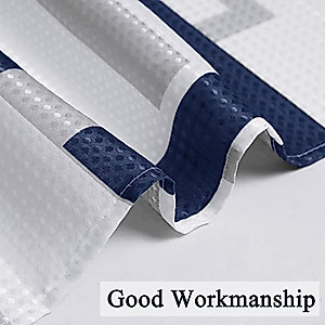 Naturoom Modern Geometric Shower Curtain Blue, Water Repellent, Polyester Bath Curtain for Bathroom, Textured Fabric Curtain Set with 12 Hooks, Machine Washable, 72 x 72 inch