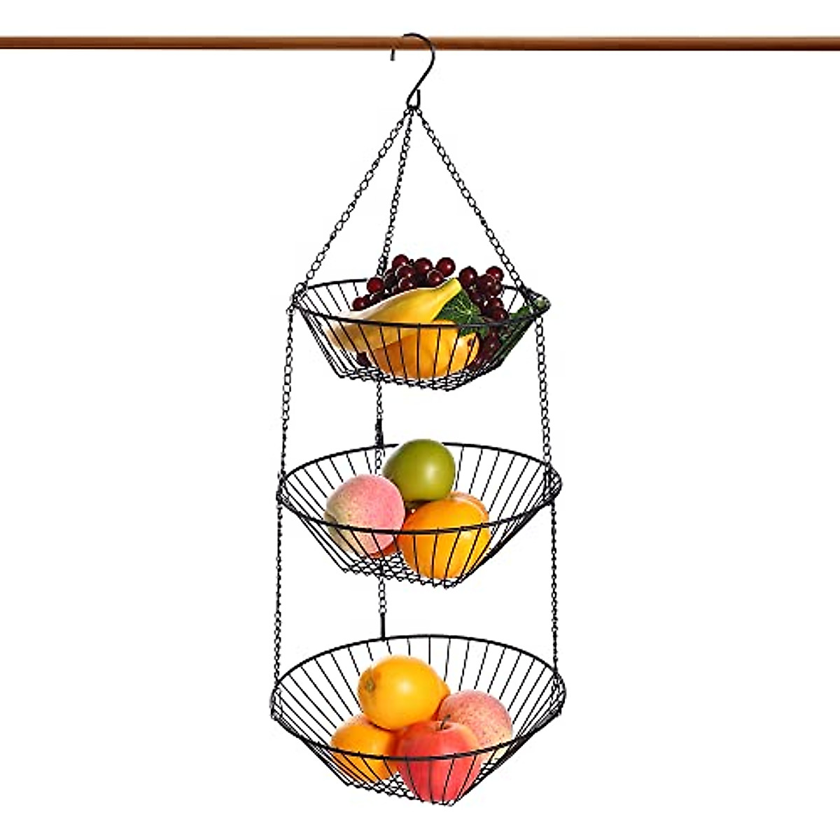 3-Tier Kitchen Wire Storage Basket Hanging Basket Fruit Storage