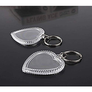 25Pcs 2 Acrylic Photo Keychain Snap-in Keychain Double Sided Blank Custom Frames Heart-Shaped Clear Insert Photo Picture Frame with Keyring Christmas Ornaments Keyring Holder(Embossed Edges)