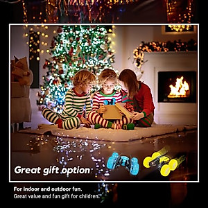 Obsiusfb RC Stunt Car for Kids with Wheel Lights and Headlights, 2.4GHz Double Sided 360° Rotating RC Car, High Speed Rechargeable Remote Control Crawler for Boys & Girls (Blue)