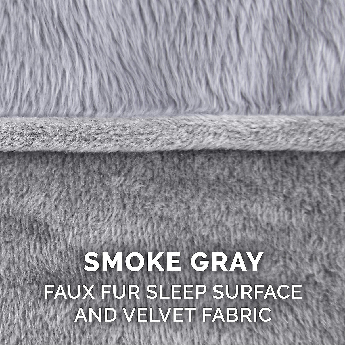 Furhaven Memory Foam Dog Bed for Large Dogs w/ Removable Bolsters & Washable Cover, For Dogs Up to 95 lbs - Faux Fur & Velvet Sofa - Smoke Gray, Jumbo/XL