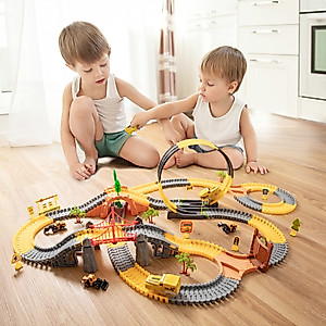 OR OR TU Toys for Boys 5-7, Race Track for Toddlers 3-5, 342Pcs Construction Toys for Boys Kids Car Track Toy Train Set Flexible Gift for 3 4 5 6 7+ Years Old
