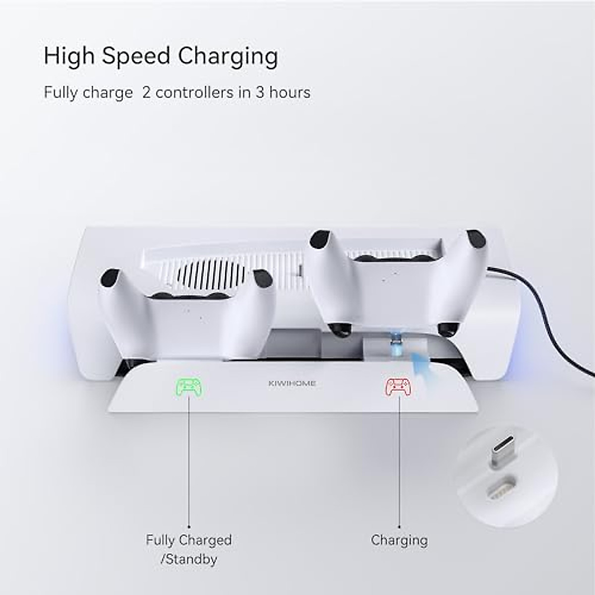KIWIHOME Cooling Station for PS5 Accessories, Upgraded Controller Charging Station with Magnetic Dongles, Vertical Stand with RGB for Old PS5 Version Only, Not for PS5 Slim and New PS5 Pro