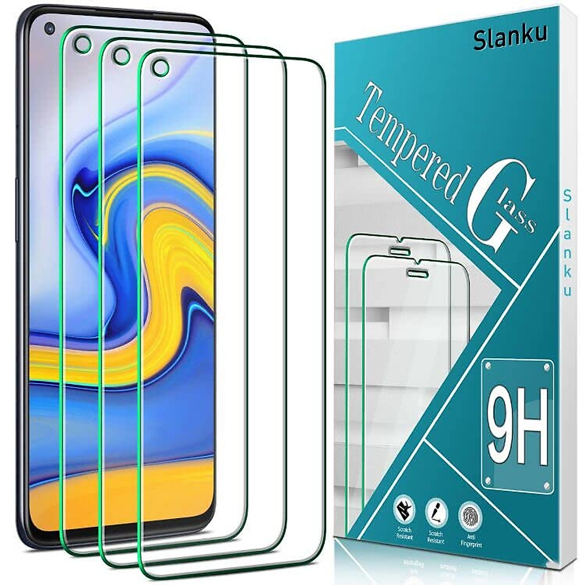 Slanku (3 Pack) Screen Protector for OnePlus Nord N100 Tempered Glass, Bubble Free, Easy to install, Anti-Scratch, Case Friendly