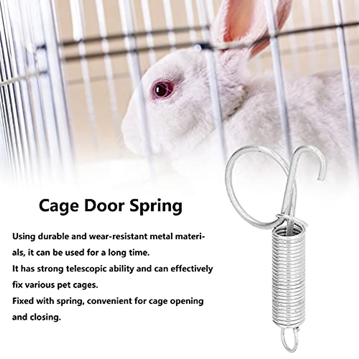 20Pcs Rabbit Cage Door Fixing Plate Metal Finger Spring Lock Hook Multifunctional Cage Door Spring Hook Used to Fix Rabbit Pet Cage Door Farm (Large)