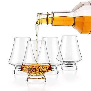 LUXBE - Bourbon Whisky Crystal Tasting Glass Snifter, Set of 4 - Classic Tasting Glasses with Narrow Rim - Handcrafted - Good for Cognac Brandy Scotch - 7-ounce/200ml