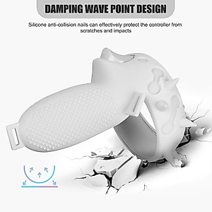 MASiKEN Controller Grips Cover with Face Cover for Meta Oculus Quest 2, Anti-Throw Grips Spike Cover with Adjustable Wrist Strap and Sweatproof Silicone Face Pad, Quest 2 Accessories Kit (White)