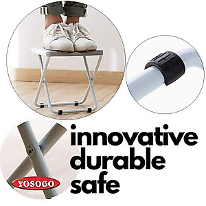 Yosogo Portable Folding Stool, 10” Lightweight Compact Collapsible Chair, Heavy Duty PP, Steel Frame Legs, 250lbs Capacity, Outdoor Travel, Beach, Fishing, BBQ, Camping, Hiking, Picnic, 1 Pack Gray