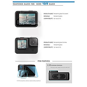 Lammcou Camera Silicone Case Compatible with Gopro Hero 10 9, Soft Protective Sleeve Case & Screen Protector & Armband & Lens Cap for Hero 10 9