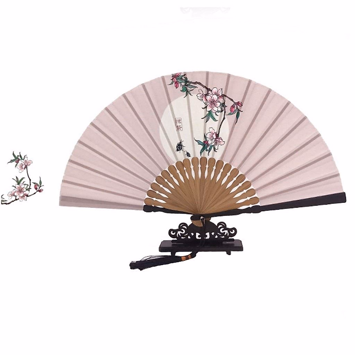HRANG Hand Fan Folding Fan,Hand-held Fan,Folding Fan Female Classical Bamboo Bone Folding Fan Ancient Wind Tassel Small Fan Women Fans Hand Paper Folding Props Vintage style
