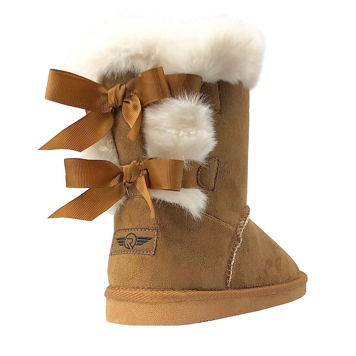 REDVOLUTION New Kids Classic Snow Boots Faux Fur Midcalf Outdoor Boots (Big Kid) (450 camel, numeric_2)