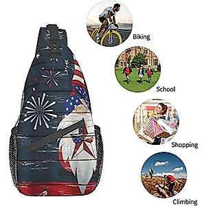 Stylish Chest Sling Bag American Flag Funny Gnomes with Texas Star,Crossbody Shoulder Backpack Adjustable Chest Bag Lightweight Casual Daypack for Men Women Outdoor Sports Biking Hiking Shopping