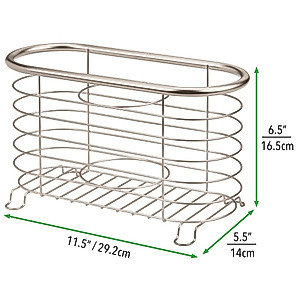mDesign Metal Wire Hair Care & Styling Tool Organizer Holder Basket - Bathroom Vanity Countertop Storage Container for Hair Dryer, Flat Irons, Curling Wands, Hair Straighteners - Satin