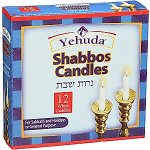 Yehuda Sabbath Candles, White, 12 ct