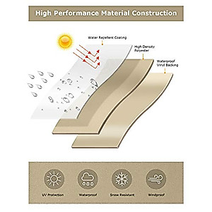 SunPatio Outdoor Square Fire Pit Cover 42 Inch, Waterproof Firepit/Table Cover, Heavy Duty Patio Furniture Set Cover, All Weather Protection, Beige