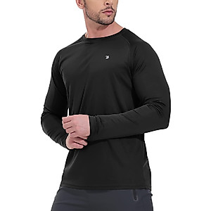 TBMPOY Men's Hiking Shirts Waterproof Dry Fit Athletic T-Shirts SPF Long Sleeve Safari Shirts Outdoor Work Swim Fishing Tops Black XXXL