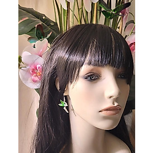 DianaL Boutique Tinkerbell Fairy Earrings Green Crystal Wings Gift Boxed Tinker Bell