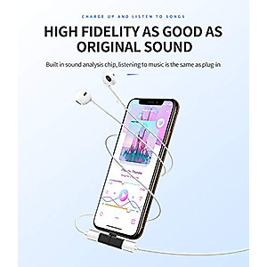 Headphone Adapter Lightning to Audio Jack and Charger Extender Earphone Charging Splitter Compatible with iPhone 11 12Mini pro max xs xr x se2 7 8plus for ipad air Cable Converter Apple MFI Certified