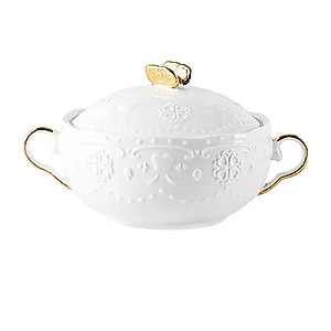Zerodeko 1 Set of Ceramic Soup Bowls with Handles Porcelain Soup for French Onion Soup Cereal Beef Stew Chill Pasta Pot Pies Microwave