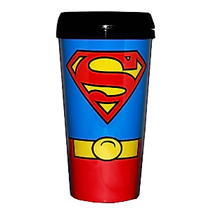Superman Uniform 16 oz. Plastic Travel Mug