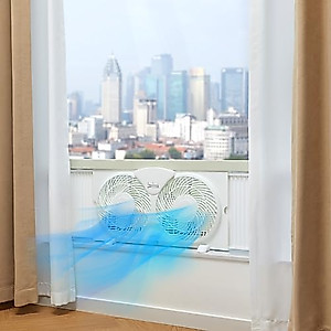 Amazon Basics Window Fan with Manual Controls, Twin 9 Inch Blades, White