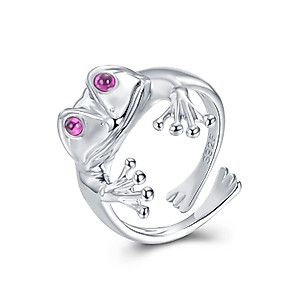 SCZKLAQ Frog Ring for Women 925 Sterling Silver Thumb Rings Adjustable Frog Jewelry for Women Frog Gifts