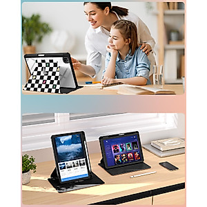 Uppuppy for iPad Air 11 inch Case, Air 5th/4th Generation 10.9, Pro 11'' Case Women Girls for Apple Pencil Holder Cute Plaid Rotating Folio Cover for iPad Air 11 2024 (M2), 10.9 2022 2020, Pro 11