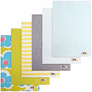 BlueSnail 6 Pack Large Baby Burp Cloths, Ultral Absorbent and Soft Double Layered Burping Cloths (Green+Gray Set)