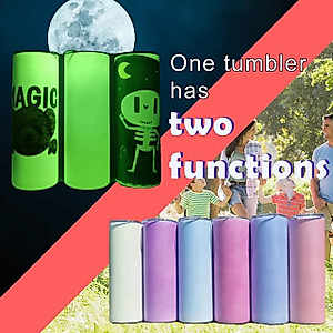 Gteller UV Change Color Sublimation Skinny Tumbler Glow In The Dark, Double Wall Stainless Steel Vacuum Insulated Slim Staight Travel Mug (Blue)