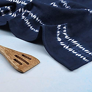 Folkulture Kitchen Towels or Dish Towels, 18 X 26 Inches Tea Towels or Dish Cloths with Corner Hanging Loop, Set of 3 Cotton Dish Rags for Kitchen Décor, Indigo Blue Shibori