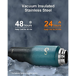 INSPI 40oz Insulated Water Bottle Fits in Car Cup Holders, Stainless Steel Water Bottle Tumbler with Straw Spout Lid & Stickers, Double Wall Travel Flask Keep Cold for 24 Hrs, Hot for 12 Hrs, Indigo