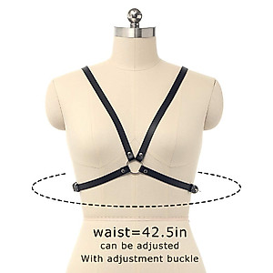 BODIY Punk Body Harness Black Gothic Leather Waist Chest Strap Belt Adjustable Rave Body Jewelry for Women and Girls