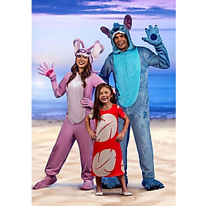 Fun Costumes Disney Lilo and Stitch for Adults, Women's Angel Onesie Outfit with Character Hood, Gloves, and Shoe Covers Medium Pink