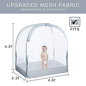 L RUNNZER Baby Crib Tent, Pop up Nursery Net to Keep Baby from Climbing Out, Protect Your Baby from Falls and Bite