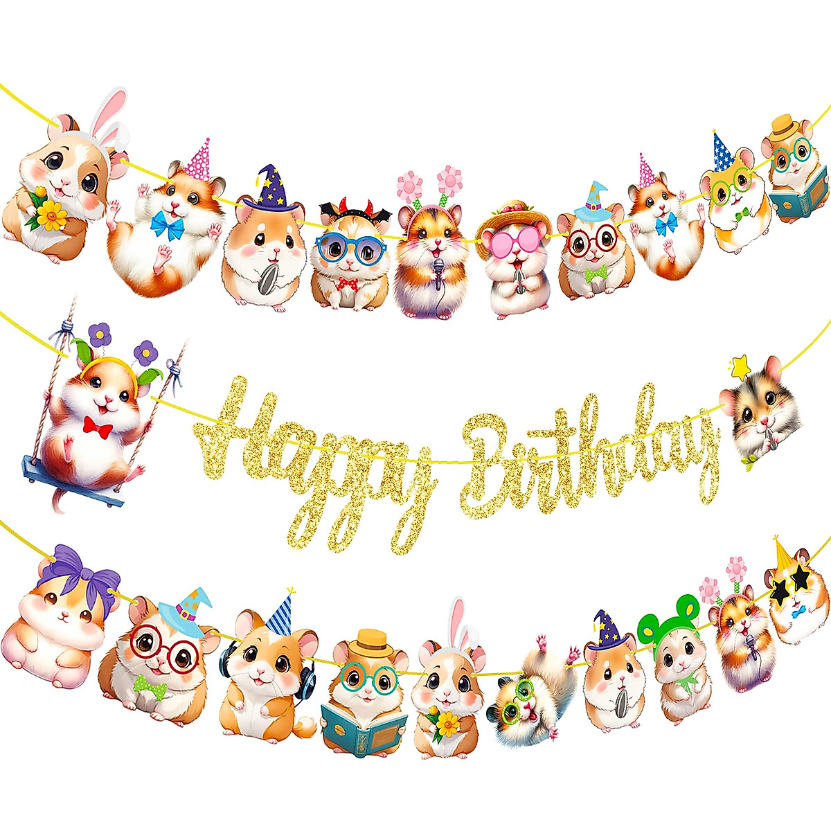 Hamster Birthday Banners Hamster Birthday Decorations 3Pcs Guinea Pig Birthday Party Supplies Guinea Pig Birthday Party Banners for Hamster Theme Baby Shower Supplies