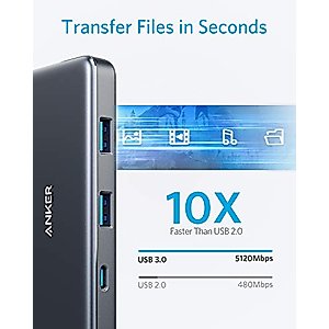 Anker USB C Hub, 341 USB-C Hub (7-in-1) with 4K HDMI, 100W Power Delivery, USB-C and 2 USB-A 5 Gbps Data Ports, microSD and SD Card Reader, for MacBook Air, MacBook Pro, XPS, and More