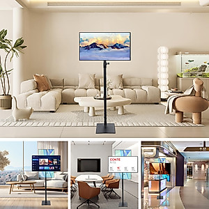 lesolar TV Floor Stand for 12 to 43 inch TVs Tilting Free Standing TV Mount VESA Stand with Height Adjustable and 360 Degree Swivel Floor TV Stand for Bedroom Living Room Corner