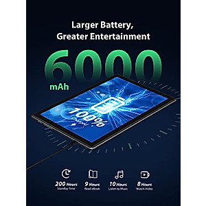 YUMKEM 10 inch Octa Core Tablet, 4GB RAM 64GB Storage, Android Tablet with Keyboard and Tablet Case, 10.1” IPS HD Display, Android OS, 6000 mAh Battery, Bluetooth, 5G Wi-Fi, GPS, FM, Dark Grey