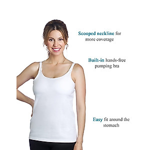 Essential Pump&Nurse Tank, All-in-one Hands-Free Pumping and Nursing Bra for All Breast Pumps - Dark Gray, L