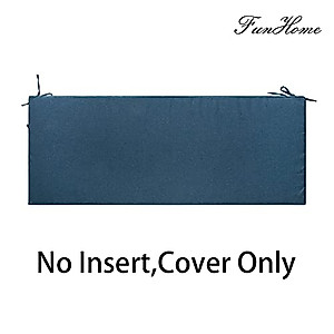 FUNHOME Water-Resistant Outdoor Bench/Settee Cushion Slip Cover,Patio Furniture Cushion Covers,Garden Long Chair Cover ONLY-42x18x3 INCH (Dark Blue)