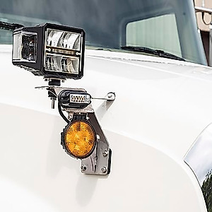 Buyers Products PLB17SS Plow Light Bracket Kit for Use with MACK Granite 2020+ Trucks, Durable Stainless Steel Construction, Mounts Easily to Truck Hood, MACK Granite Drump Truck Accessories