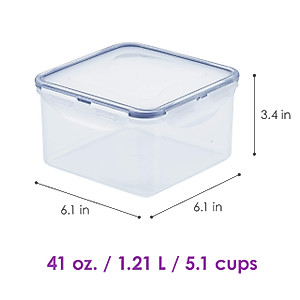 LocknLock Easy Essentials Food Storage lids/Airtight containers, BPA Free, 10 Piece - Square, Clear