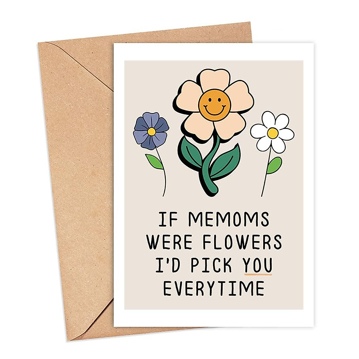 YoungGift If Memoms Were Flowers I'd Pick You Everytime - Memom Birthday Card - Mother's Day Card For Memom - Flower Card - Gift For Memom - Thank You Card For Your Memom
