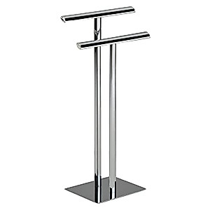 Kings Brand Furniture Essex Chrome Metal Standing Towel Rack - Elegant, Sturdy, Heavy Base, & Space Saver 2 Tier Freestanding Hand and Body Towel Racks for Bathroom and Outdoor Pool Rack Stand
