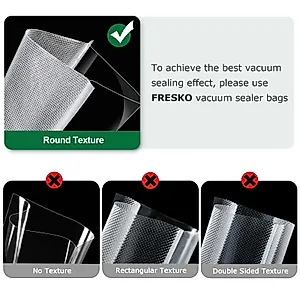 Fresko Full Automatic food vacuum sealer machine, Multi-Functional Food Sealer with Powerful Suction, Compact Design Hands-Free Vacuum Sealer for Food Storage with 10pcs Bags