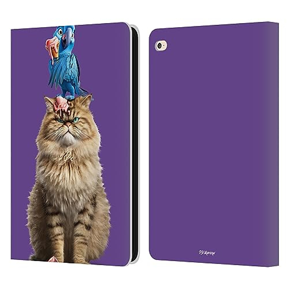 Head Case Designs Officially Licensed P.D. Moreno Cat and Parrot Furry Fun Artwork Leather Book Wallet Case Cover Compatible with Apple iPad Air 2 (2014)