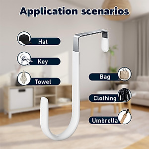 4 Pack Over The Door Hooks, 4.96Inch Hooks for Hanging Heavy Duty Door Hanger, Towel Hanger Hook Holders, Over Door Hangers Hooks Door Hanger Hooks for Hanging Clothes, Towels, Hats,Coats,Bags (White)